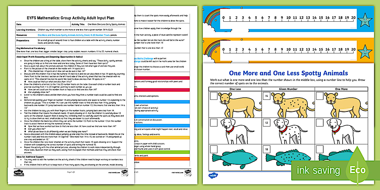 EYFS Maths: One More and One Less Dotty Spotty Creatures Group Activity ...