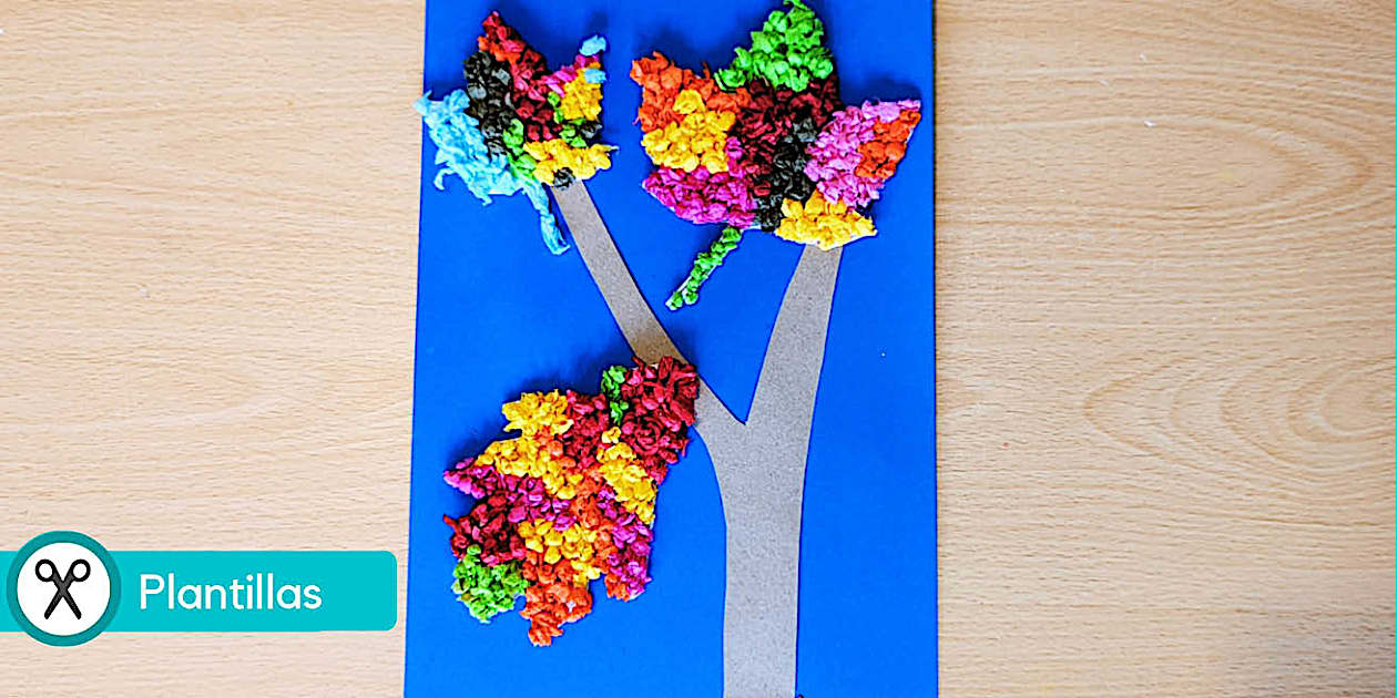 Manualidad: Hojas de otoño de papel de seda - Twinkl Crafts