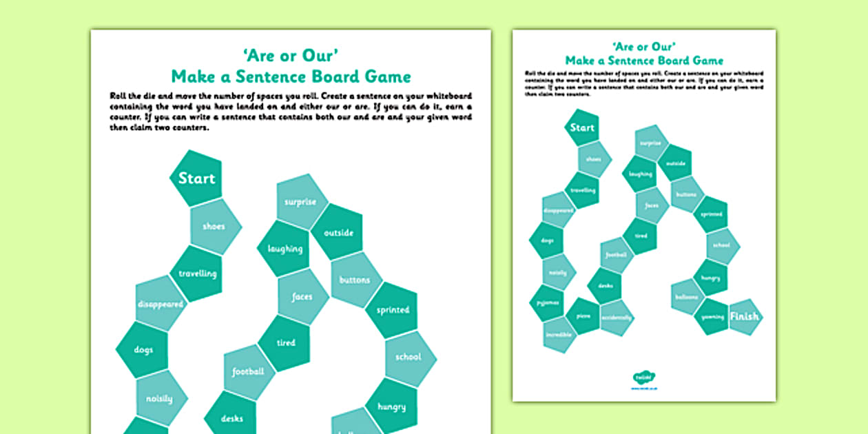 Are or Our? Make a Sentence Board Game (teacher made)
