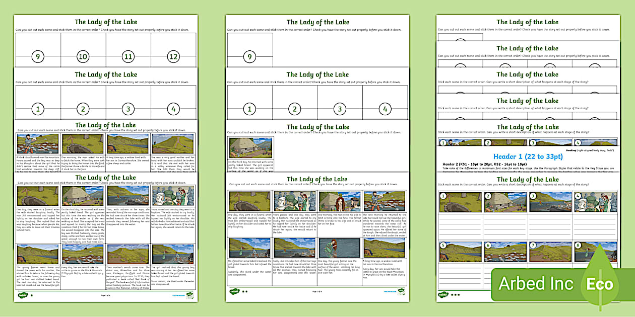 Lady of the Lake Differentiated Sequencing Worksheets