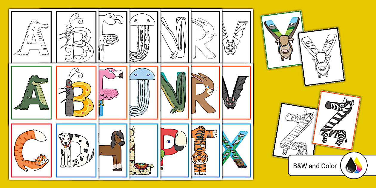 Animal Alphabet Flash Cards - Twinkl