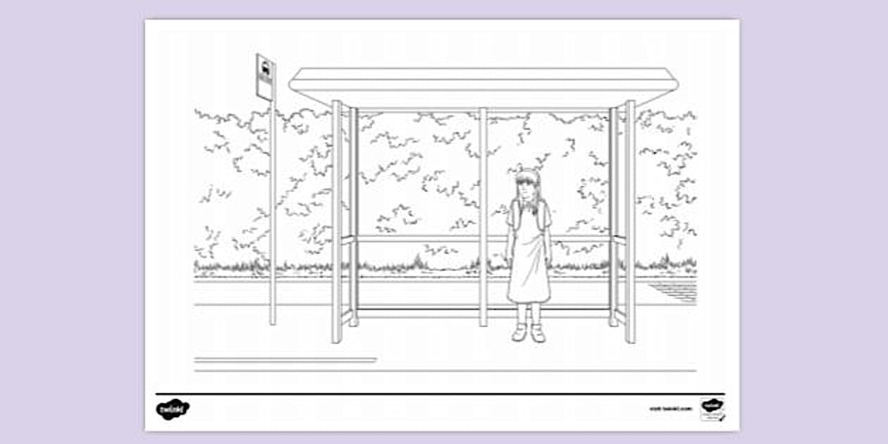 Waiting at the Bus Stop Colouring Sheet | Colouring | Twinkl