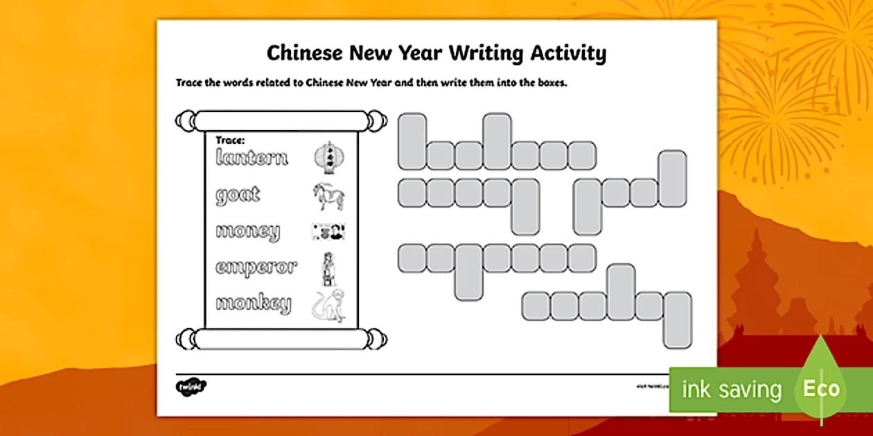 Chinese New Year Writing Worksheet / Worksheet - Twinkl