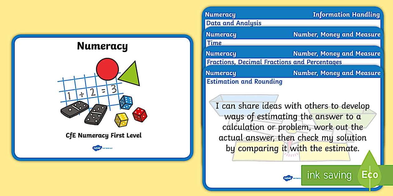 CfE First Level Numeracy and Mathematics Experiences and Outcomes Display