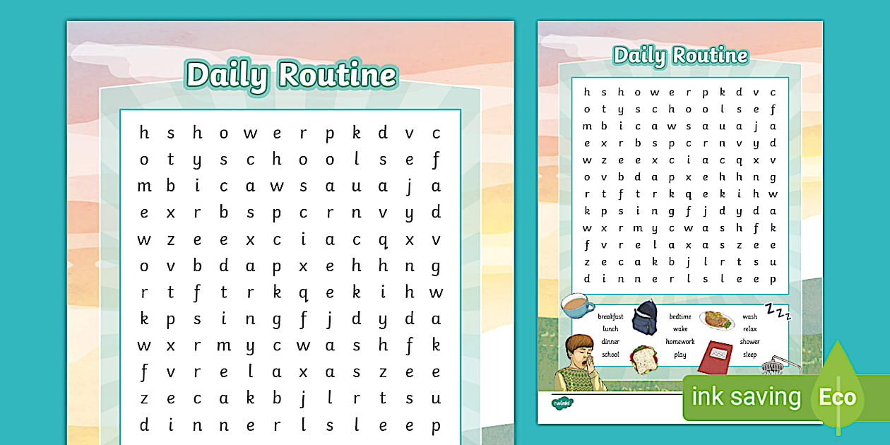 Daily Routine Word Search - Twinkl - KS2 - Twinkl