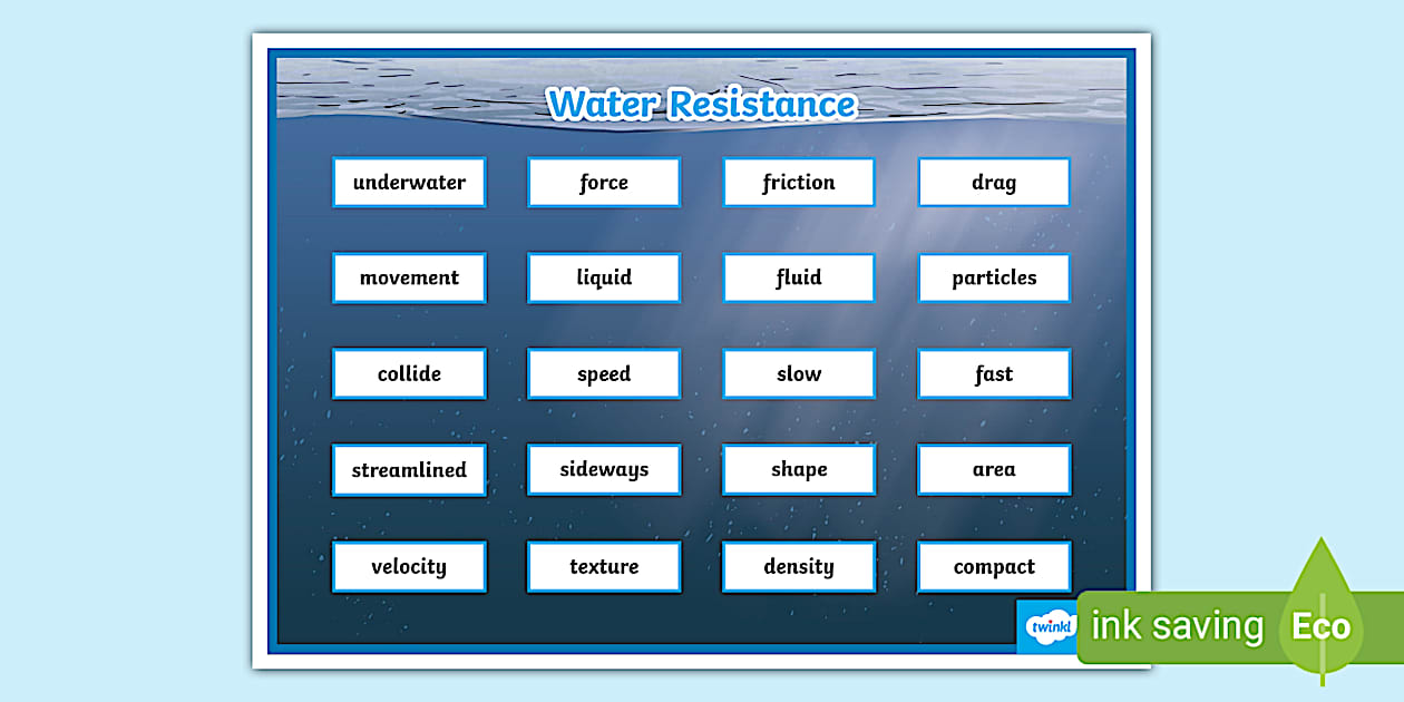 Water Resistance Word Mat, Water Resistance - Twinkl