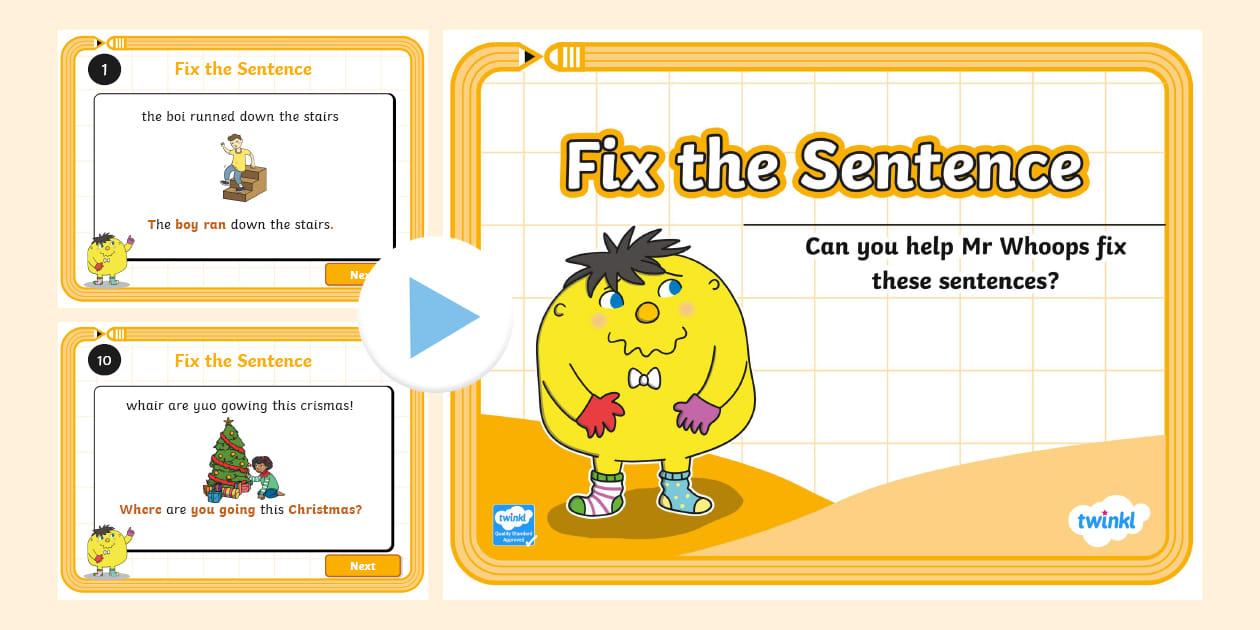 KS1 Fix the Sentence Activity PowerPoint - Twinkl