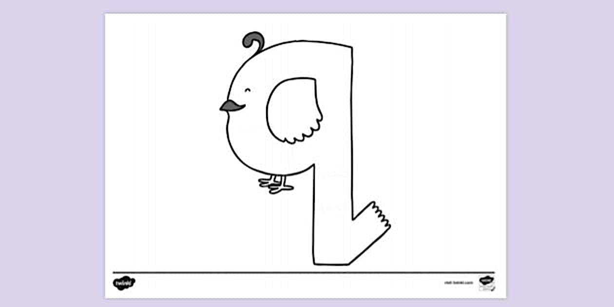Q Quail Lowercase Colouring Sheet | Colouring Sheets