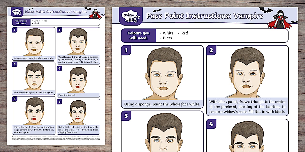 Vampire Face Painting Instructions | Twinkl Party - Twinkl
