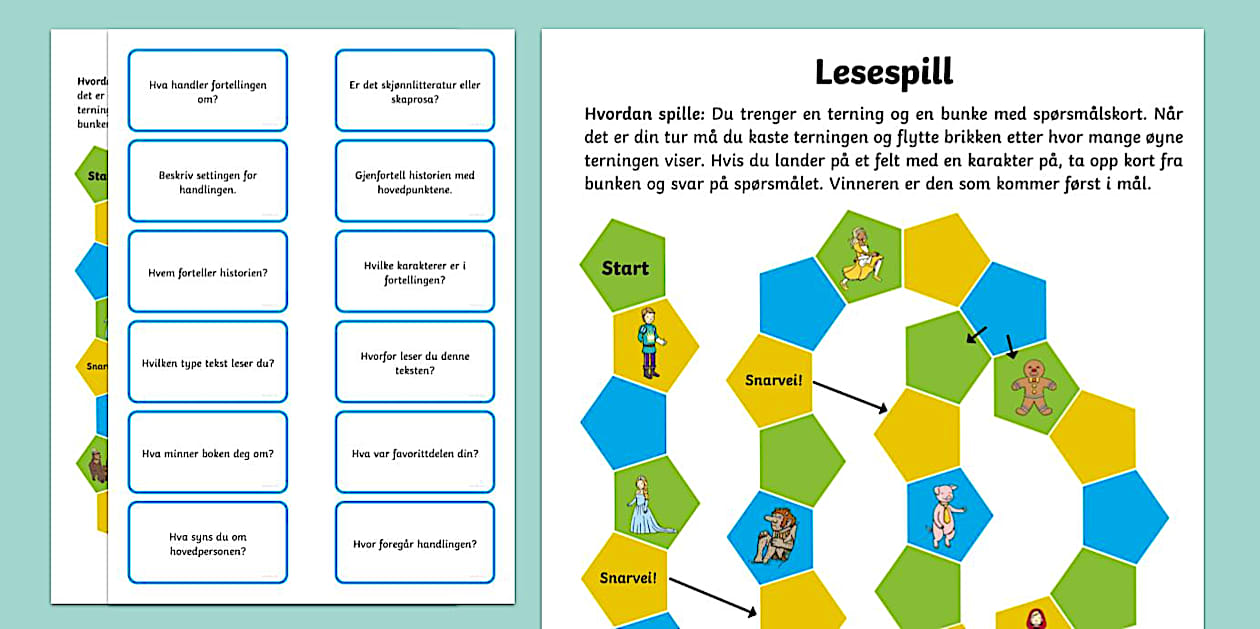 Brettspill for leseforståelse (teacher made) - Twinkl