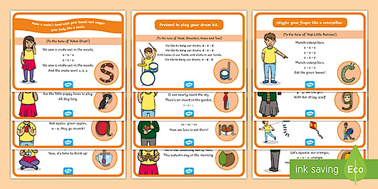 Level 2 Phonics Mnemonic Songs A4 Posters (Teacher-Made)