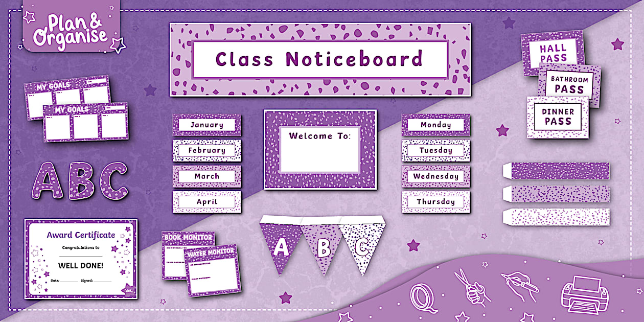 Purple-Themed Classroom Display Pack | Purple Dalmatian
