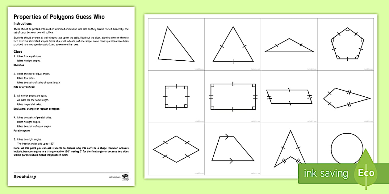 Properties of Polygons: Guess the Shape Game | KS3 Maths