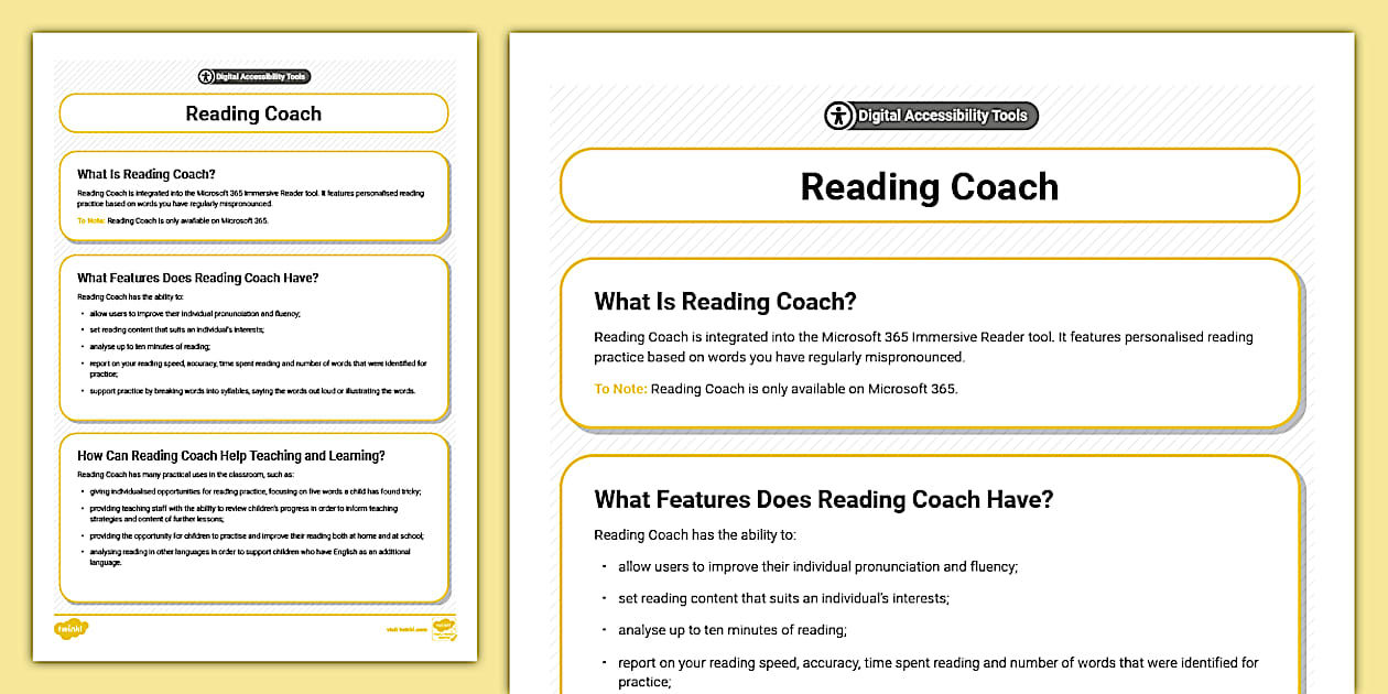 Reading Coach Digital Accessibility Tool Information Sheet