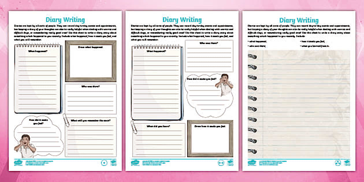 KS2 Mental Health Anxiety Story Writing a Diary Differentiated Worksheet