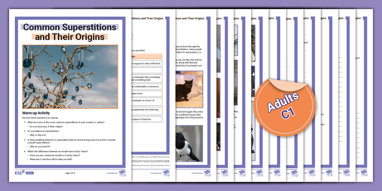 ESL Superstitions Reading Comprehension for C1 adults