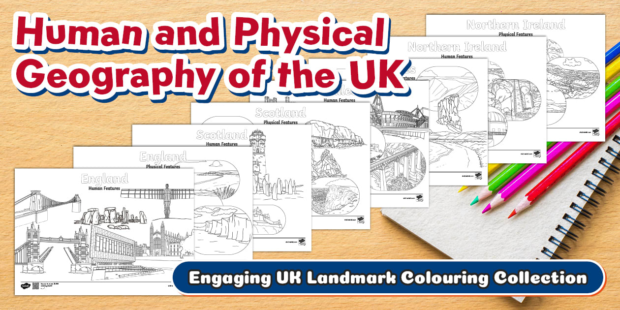 Human and Physical Geography of the UK Colouring Sheets