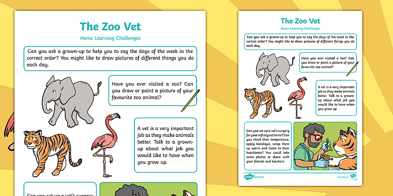 The Zoo Vet Home Learning Challenges Nursery FS1 - Twinkl