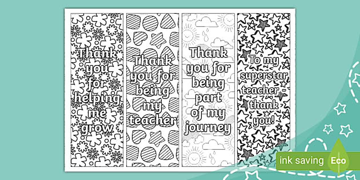 Thank You Teacher Colouring Bookmarks (creat de profesori)