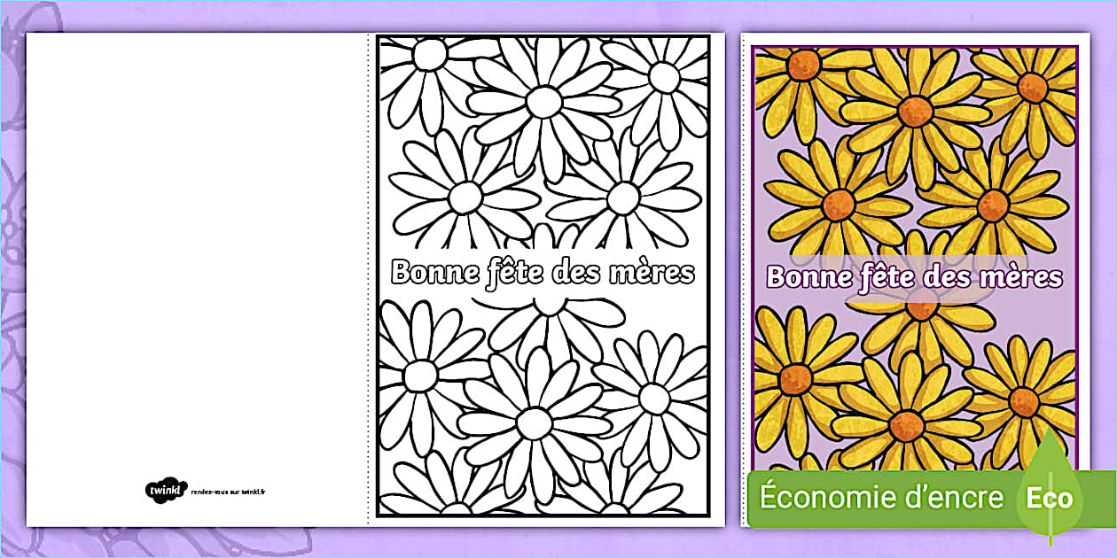 Carte couleur ou à colorier pour la fête des mères