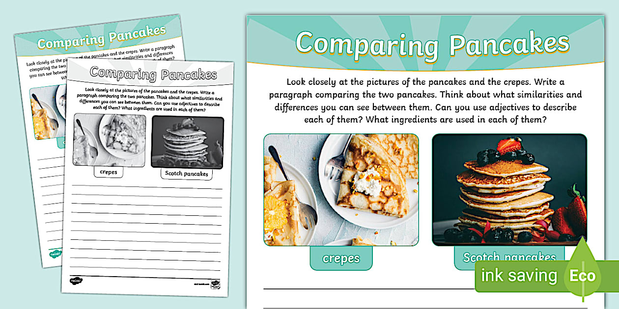 Comparing Pancakes Worksheet (teacher made) - Twinkl