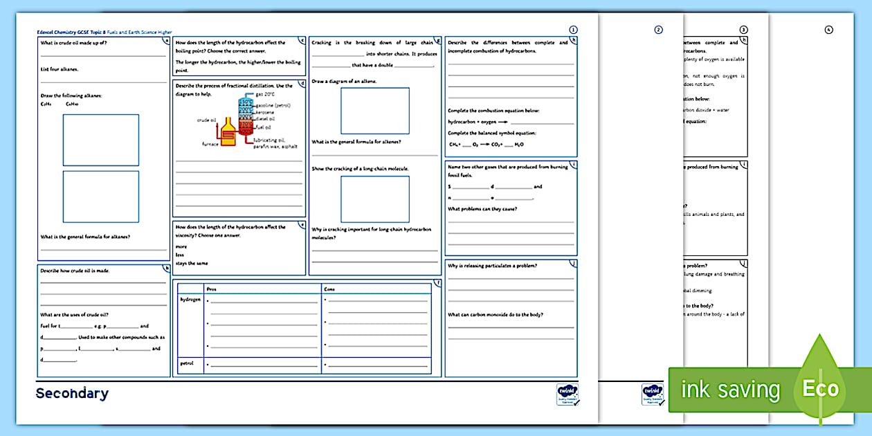 Edexcel Chemistry GCSE Topic 8: Fuels and Earth Science Higher Revision