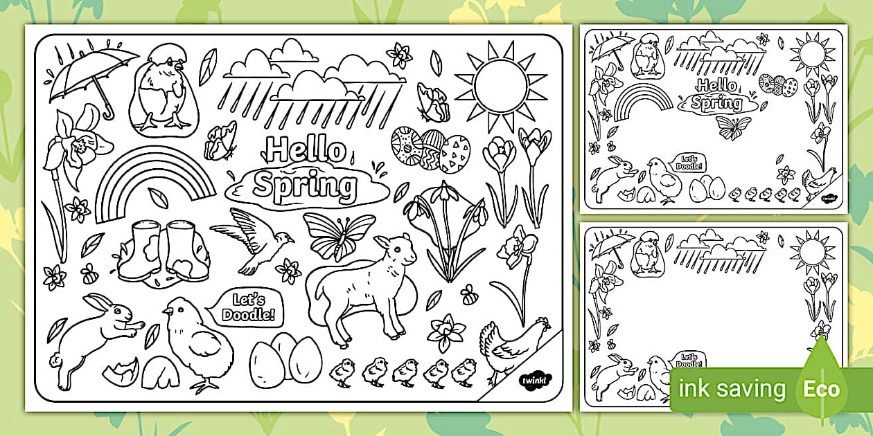 Let's Doodle About Spring Colouring Pages - Twinkl