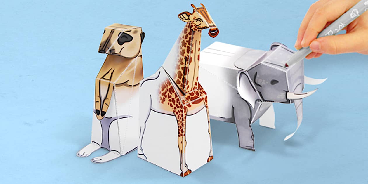 3D Safari Paper Model Activity Pack - ESL Safari Craft
