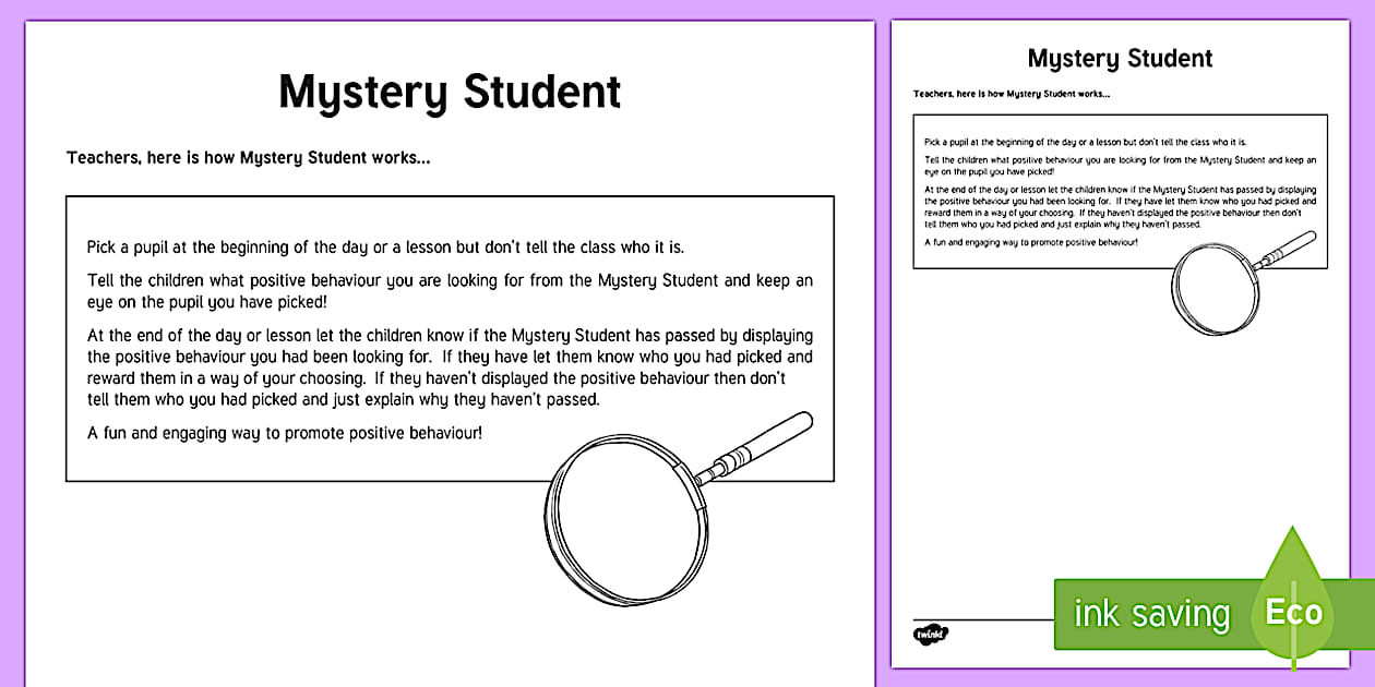Mystery Student Explanation Sheet (Teacher-Made) - Twinkl