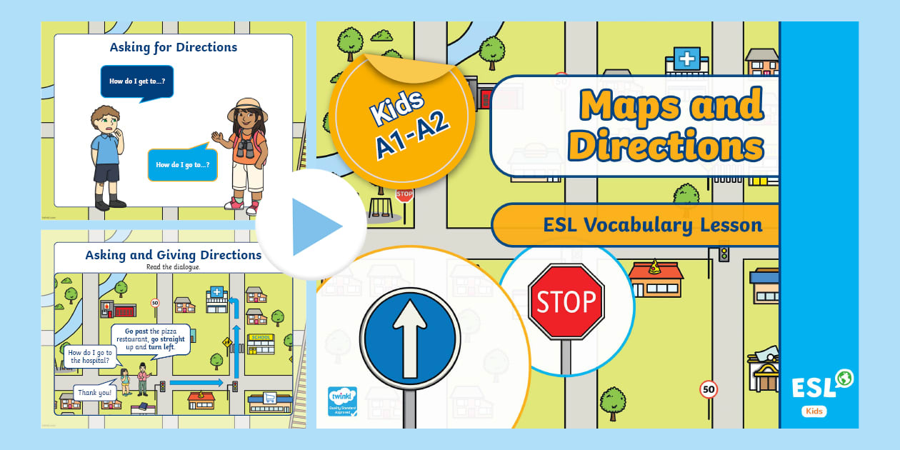 ESL Maps and Directions with Locations Lesson [Kids, A1-A2]