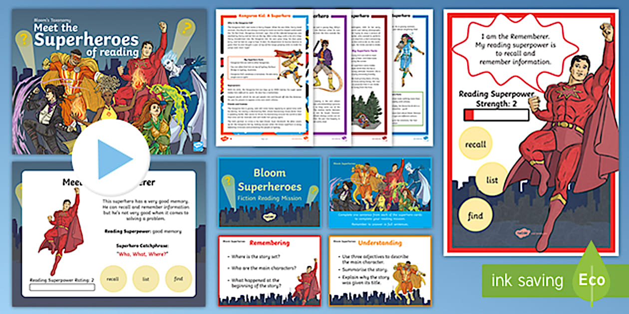 Bloom's Taxonomy Superhero Resource Pack (teacher made)
