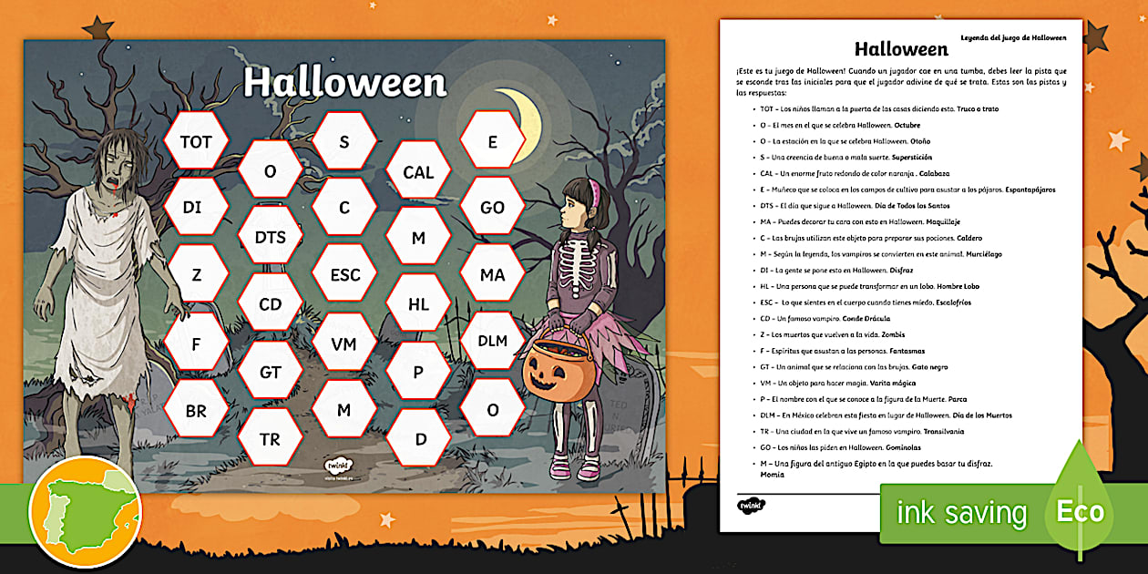 Juego de mesa: Halloween (teacher made) - Twinkl