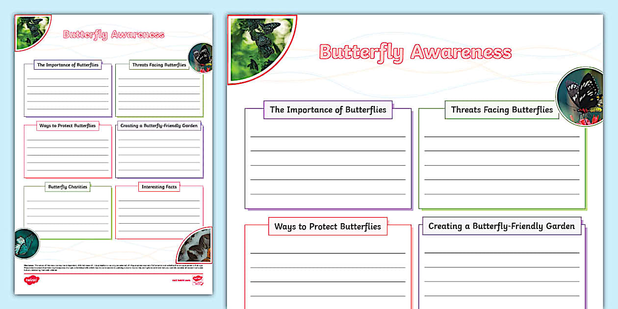 Butterfly Awareness Fact File Template (teacher made)