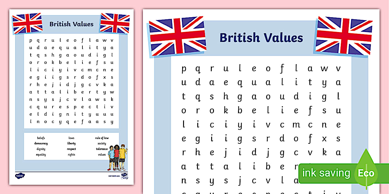 British Values Word Search | British Values Resources