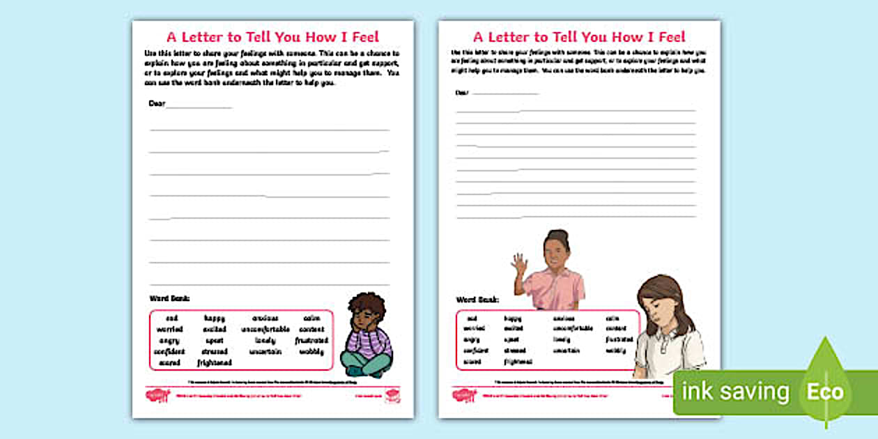 Expressing Feelings Letter Template for Children - PSHE
