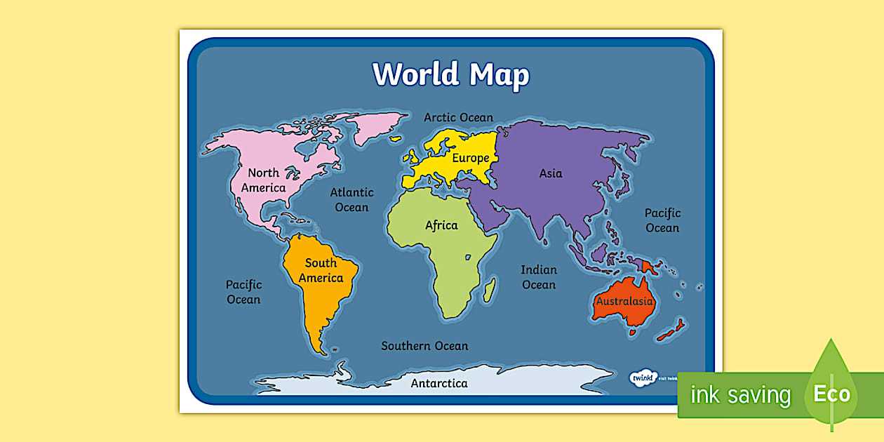Editable Map of the World Labelled (teacher made) - Twinkl