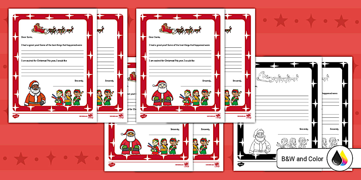 Dear Santa Christmas List Letter (Teacher-Made) - Twinkl