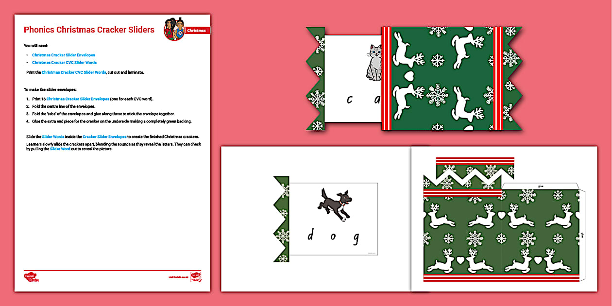 Twinkl Phonics Christmas Cracker Sliders (teacher made)
