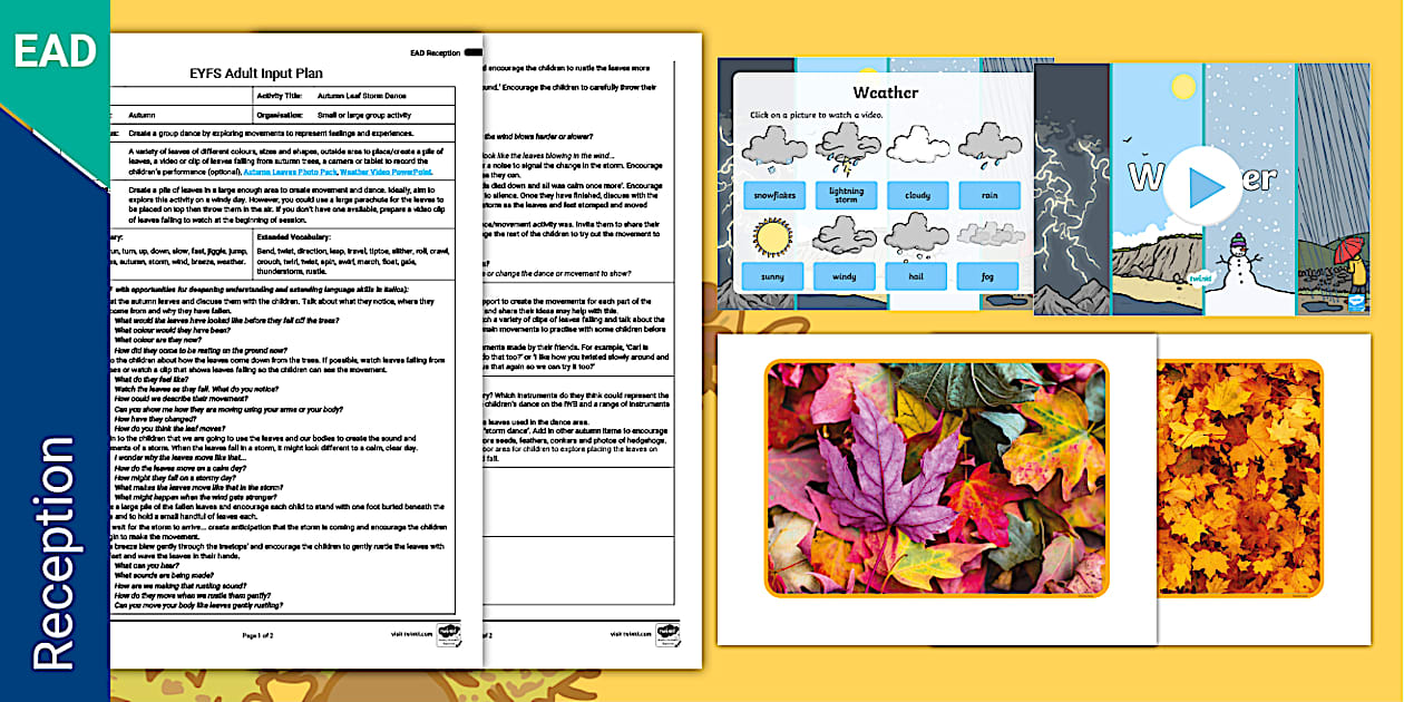 EYFS Autumn Leaf Storm Dance Adult Input Plan and Resource Pack (New EYFS