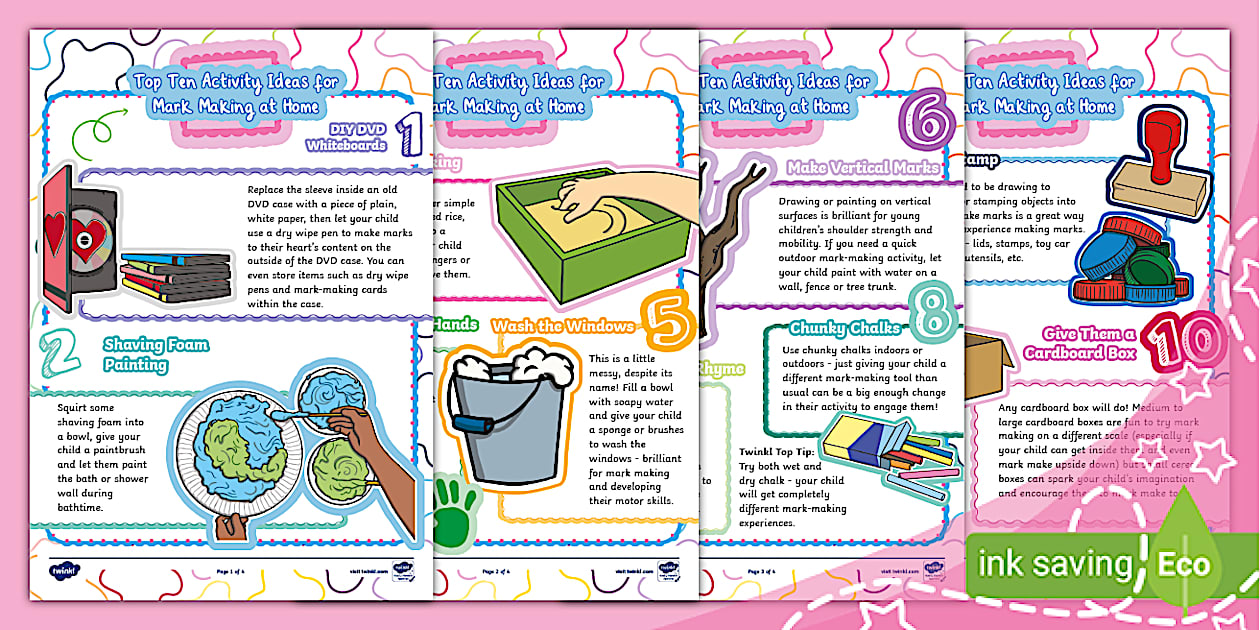 Top Ten Activity Ideas for Mark Making at Home (Ages 2 - 5)