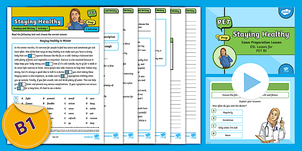 Twinkl's B1 PET Prep Lesson - Staying Healthy - Twinkl