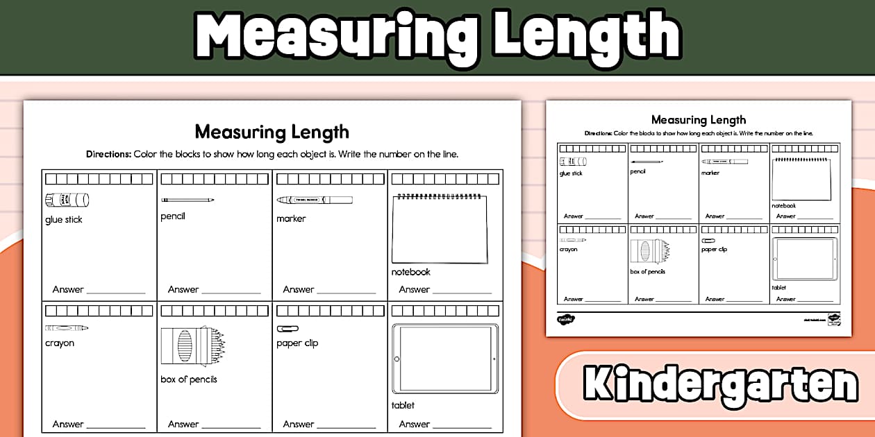Kindergarten Measuring Length Worksheet