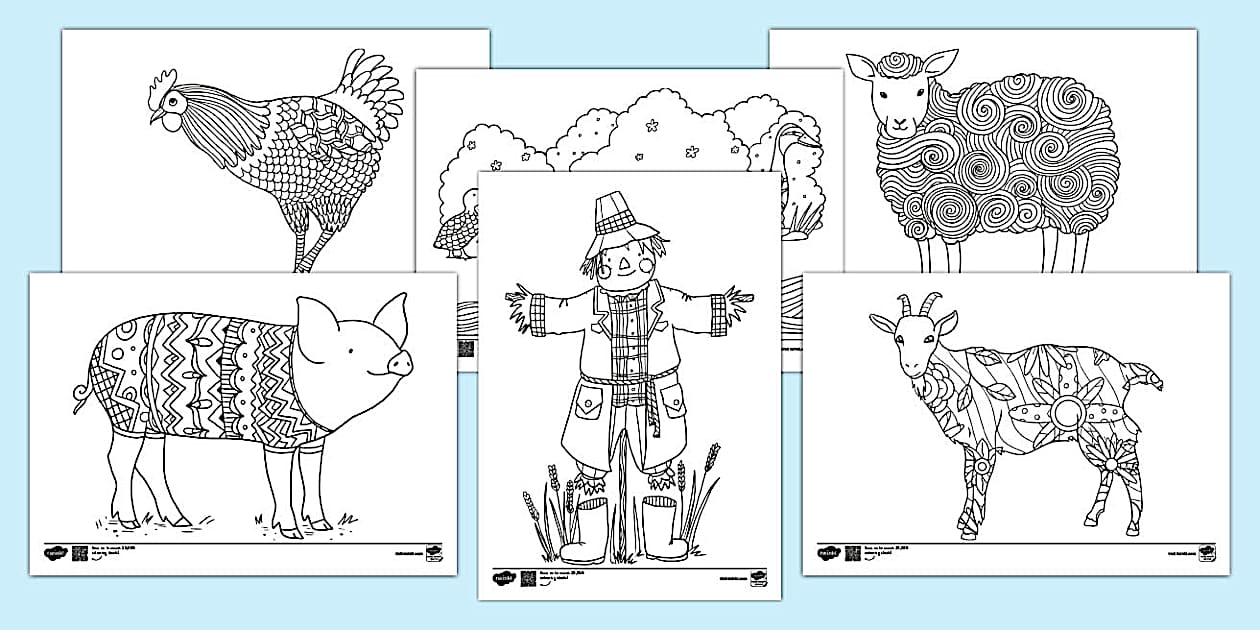 Farm-Themed Mindfulness Colouring Sheets (teacher made)