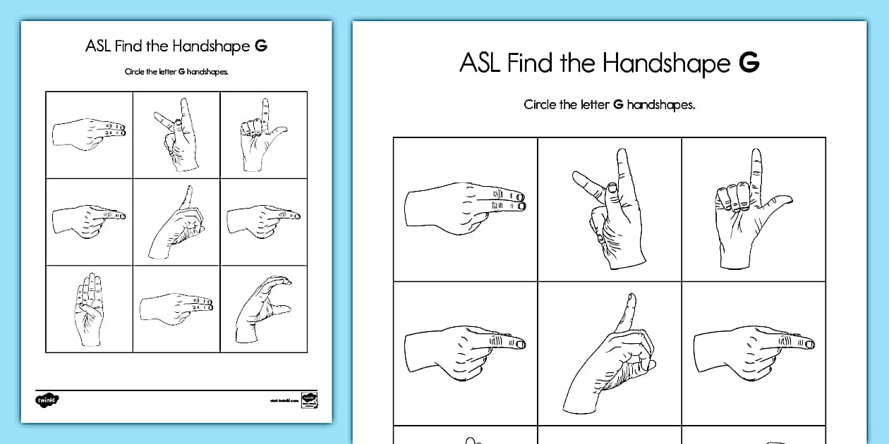 ASL Find the Handshape Letter G (Teacher-Made) - Twinkl