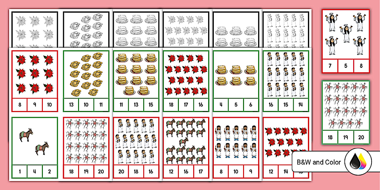 Las Posadas Counting to 20 Clip Cards - Twinkl