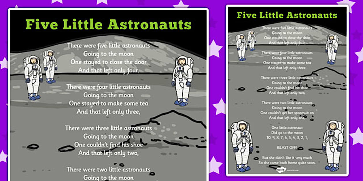 Five Little Astronauts Counting Song Sheet (Teacher-Made)