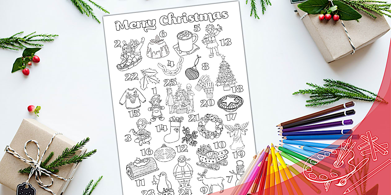 25 Days of Christmas Advent Calendar Colouring Activity