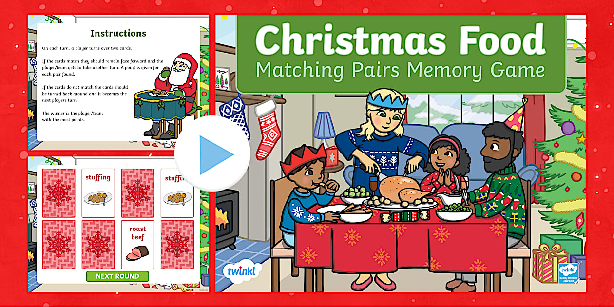Christmas Food Matching Pairs PowerPoint - Twinkl