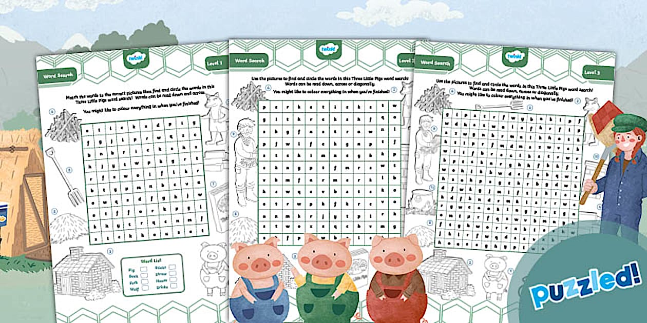 The Three Little Pigs Picture Word Search | Twinkl Puzzled