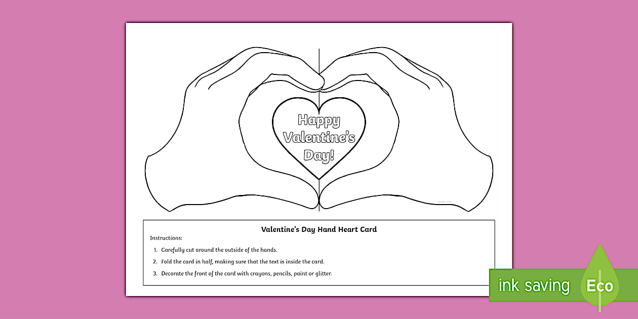 Valentine's Day Hand Heart Card (Teacher-Made) - Twinkl